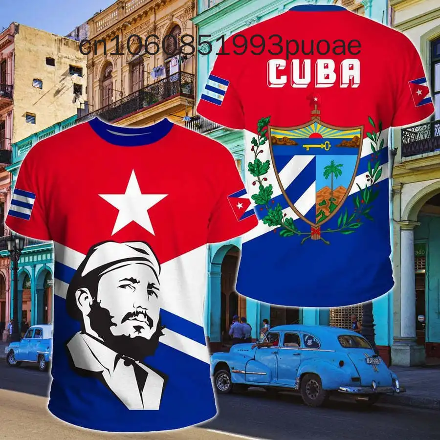 CUBA-National-Emblem-Print-T-Shirt-For-Men-Cuba-Nation-Flag-Pattern ...