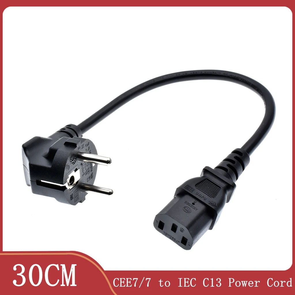 CEE7/7 to IEC C13 전원 코드, 10A/16A, 250V, H05VV F 0.75mm 케이블, 짧은 Schuko to C13 전원 코드, 1ft, 30cm ...