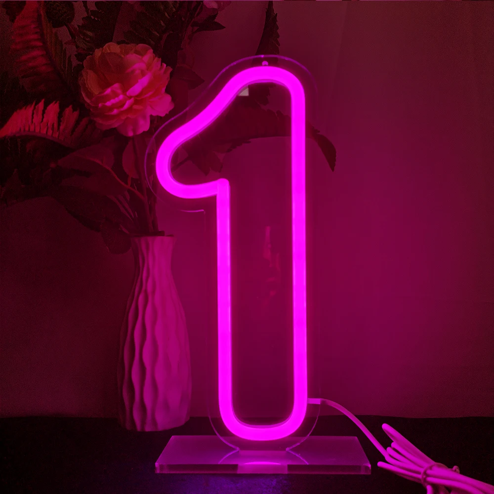 Customizable 1st Birthday USB Neon Light Sign Stand and Wall Mount Flex ...