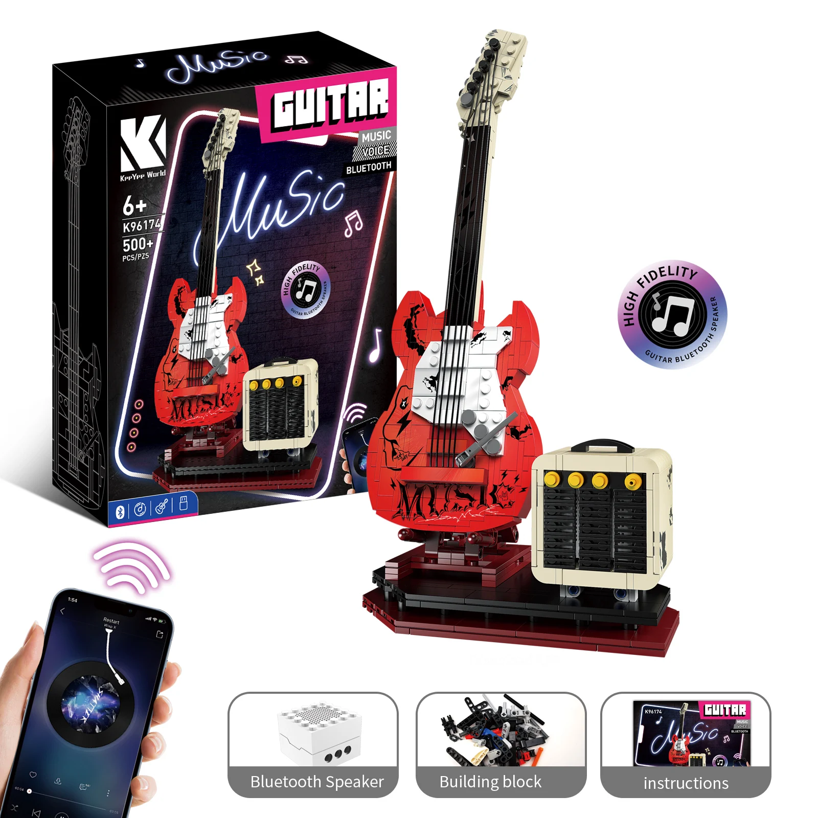 NEW-500pcs-Technical-Creative-APP-Guitar-Building-Blocks-Bricks-With ...