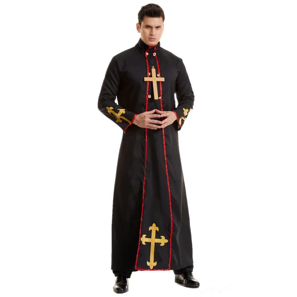 Adult Men Evil Priest Costumes Cosplay Jesus Christ Godfather Priest ...