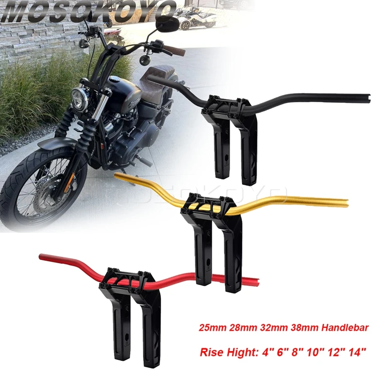 Digital Gage Gauge Handlebar Riser Motorcycle T-bar Handle Bar Risers for Harley Softail Street ...