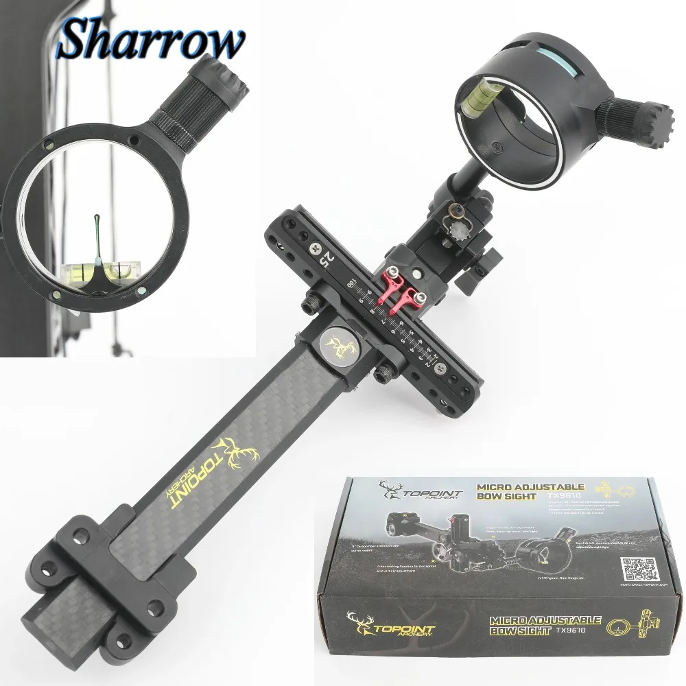 TOPOINT-Compound-Bow-Sight-4X-6X-8X-Carbon-Rod-Adjustable-1-Pin-Sight ...