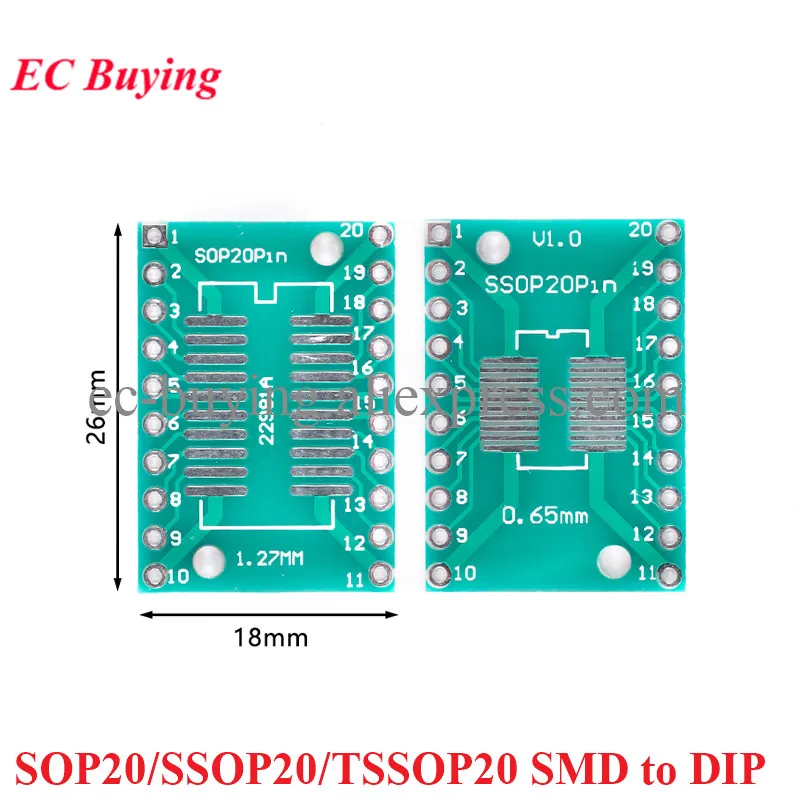 5pcs-lot-SOP20-SSOP20-TSSOP20-SMD-to-DIP-Turn-DIP20-0-65mm-1-27MM-Pitch ...