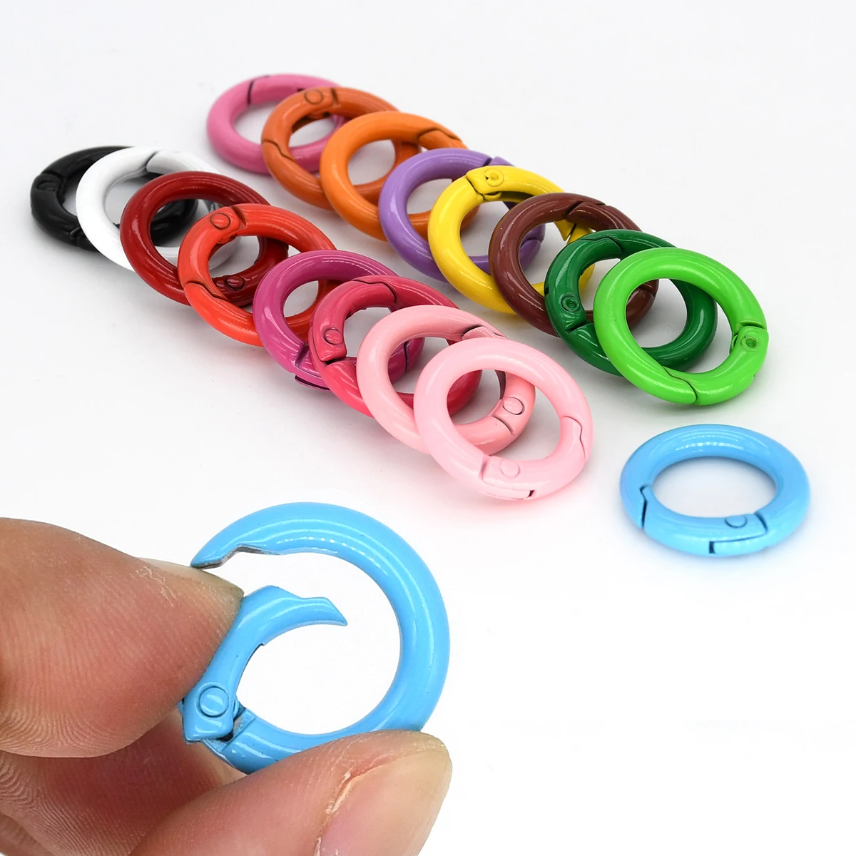 5Pcs-Lot-21-Colors-Metal-O-Ring-Spring-Clasp-Openable-Round-Carabiner ...