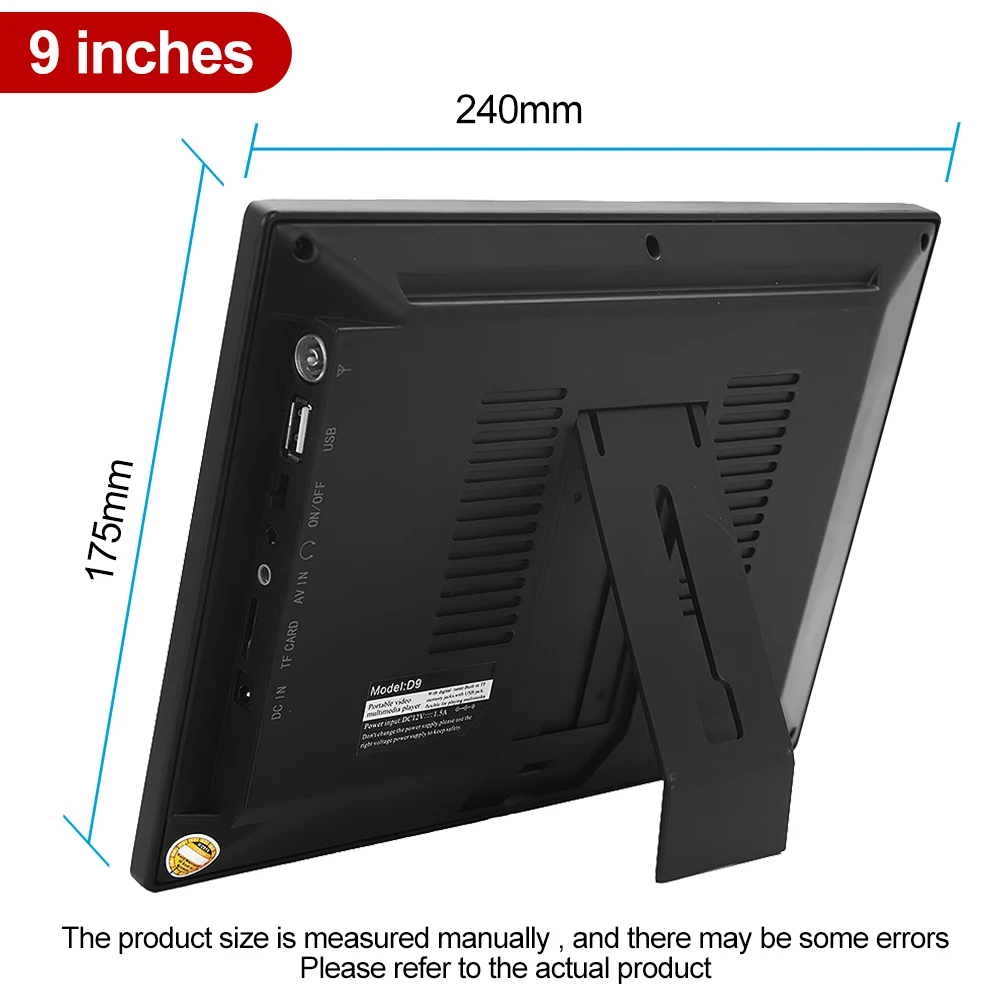 9 Inch Portable Car TV Player Mini HD Digital Television DVB-T/T2 ISDB ...