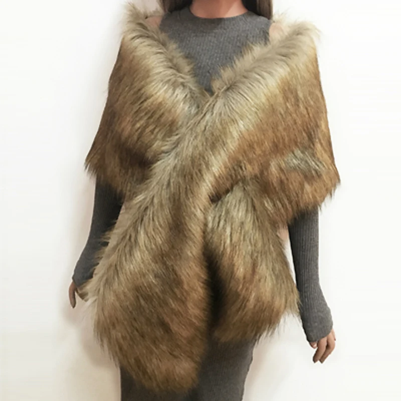 Winter Solid Soft Warm Faux Fur Fox Cloak Coat Women Sexy V Neck Criss ...