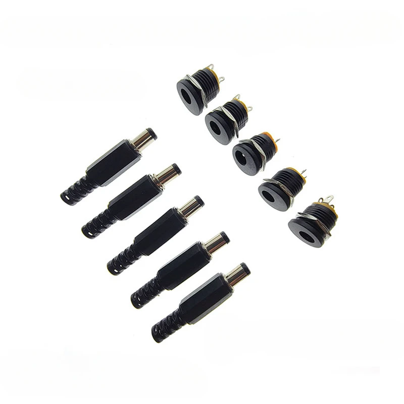 10Pcs-5Pair-12V-3A-5-5x2-5mm-DC-Power-Male-Plugs-Connector-DC-Power ...