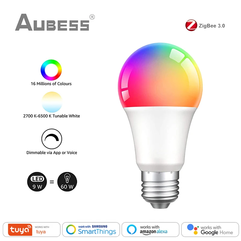 Zigbee 3.0 Smart Light Bulb Smart Home 9W GB+WW+CW E27 Led Lamp Works ...