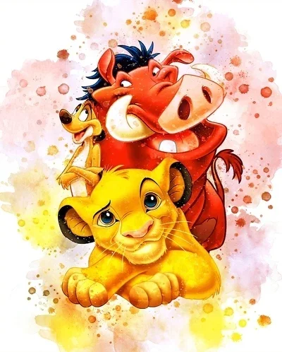 Póster de la película El Rey León de Disney con impresiones en acuarela ...