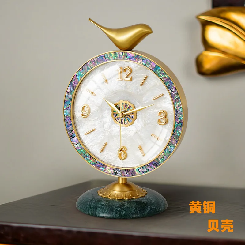 Brass Household Tabletop Clock, Shell Seat Clock, Ornament - AliExpress 15