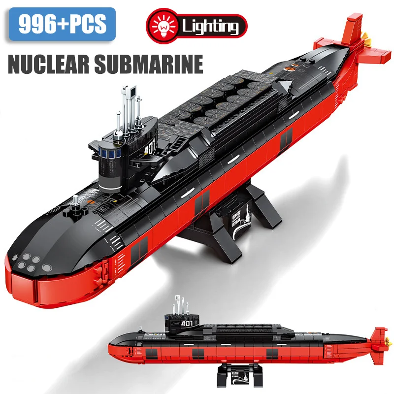 Military WW2 996pcs Nuclear Powered Submarine Model With Missile Weapon ...