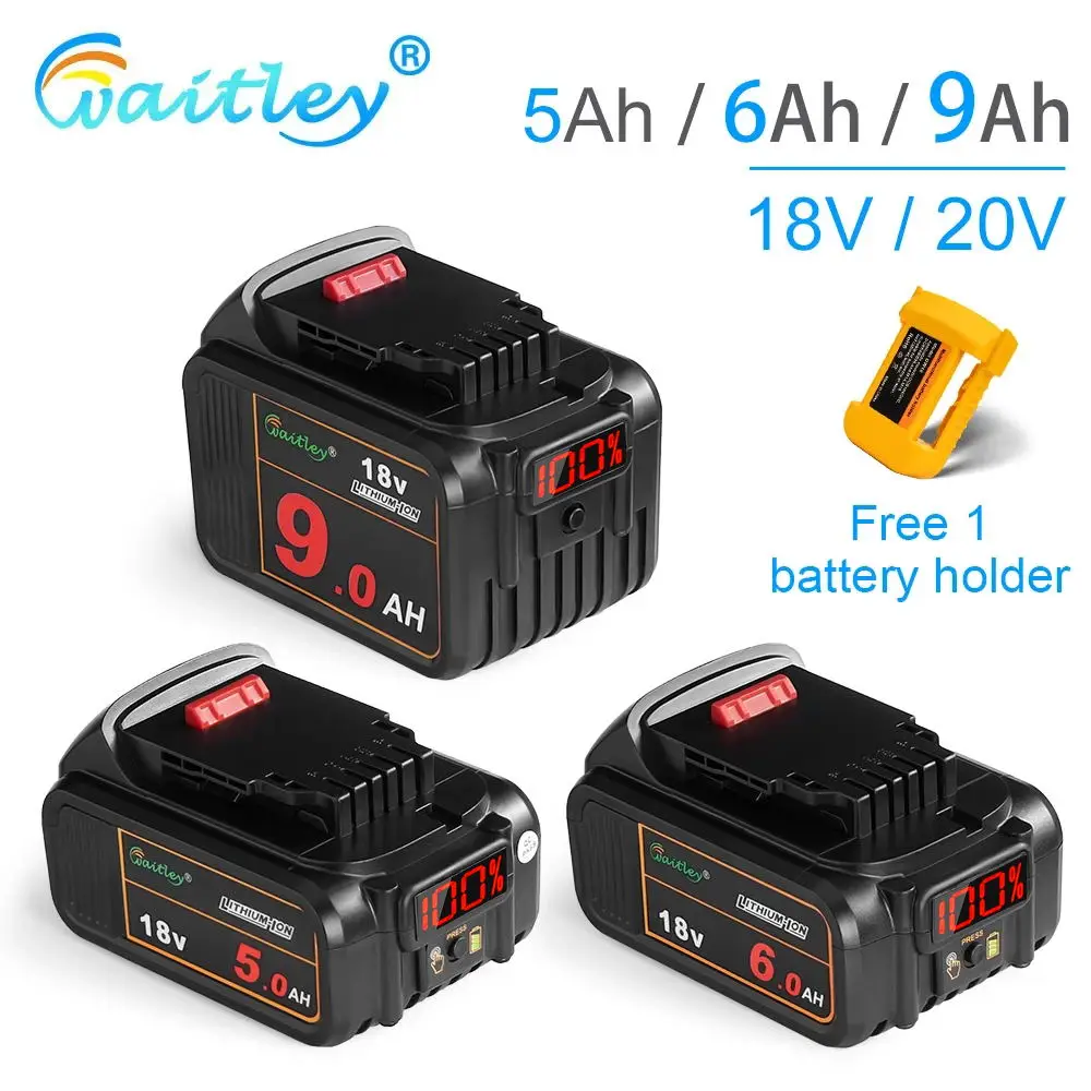Waitley 18v 5ah 6ah Lithium Battery For Dewalt Power Tools Dcb184 ...