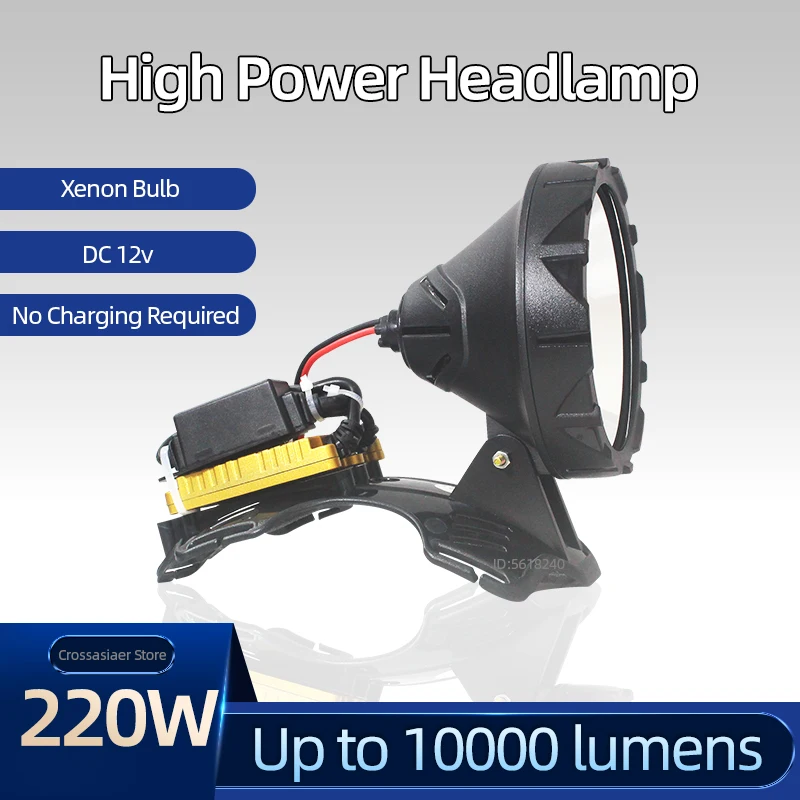 High Power Headlamp 220w Flashlight Head Xenon Headlight Warm Light hid ...