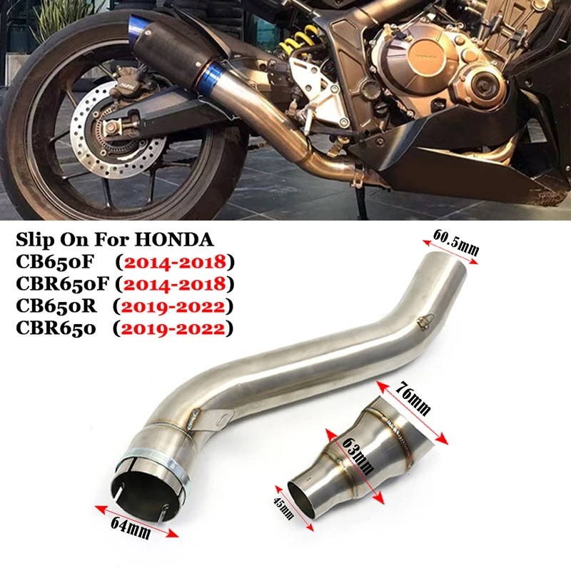 Motorcycle Exhaust Modified 60mm Interface Middle Link Pipe Slip On For ...