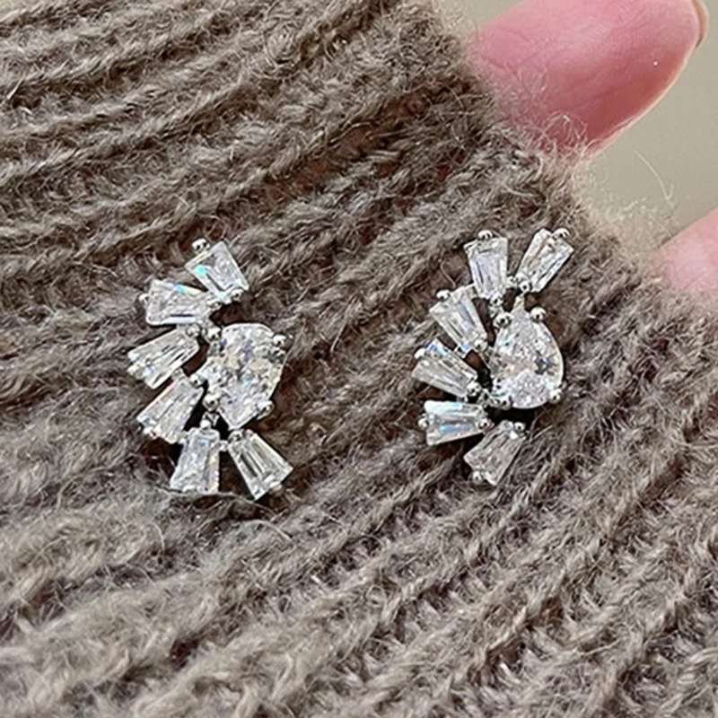Huitan Newly Designed Women's Stud Earrings Pear Cubic Zirconia Crystal ...