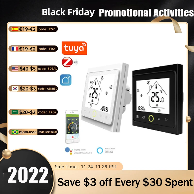 ZigBee Smart Water/Electric Floor Heating Thermostat Gas Boiler Temperature Controller Alexa ...