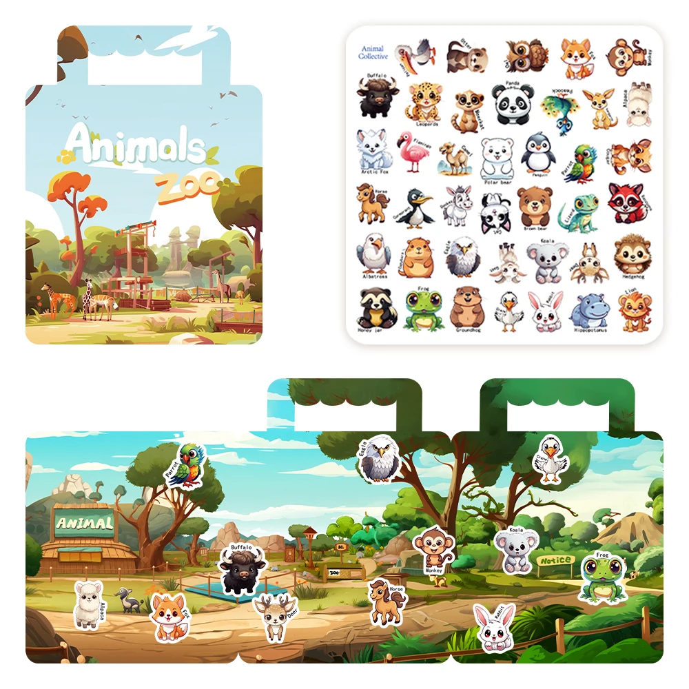 40PCS-Children-Reusable-Scene-Cute-Stickers-DIY-Puzzle-Sticker-Games ...