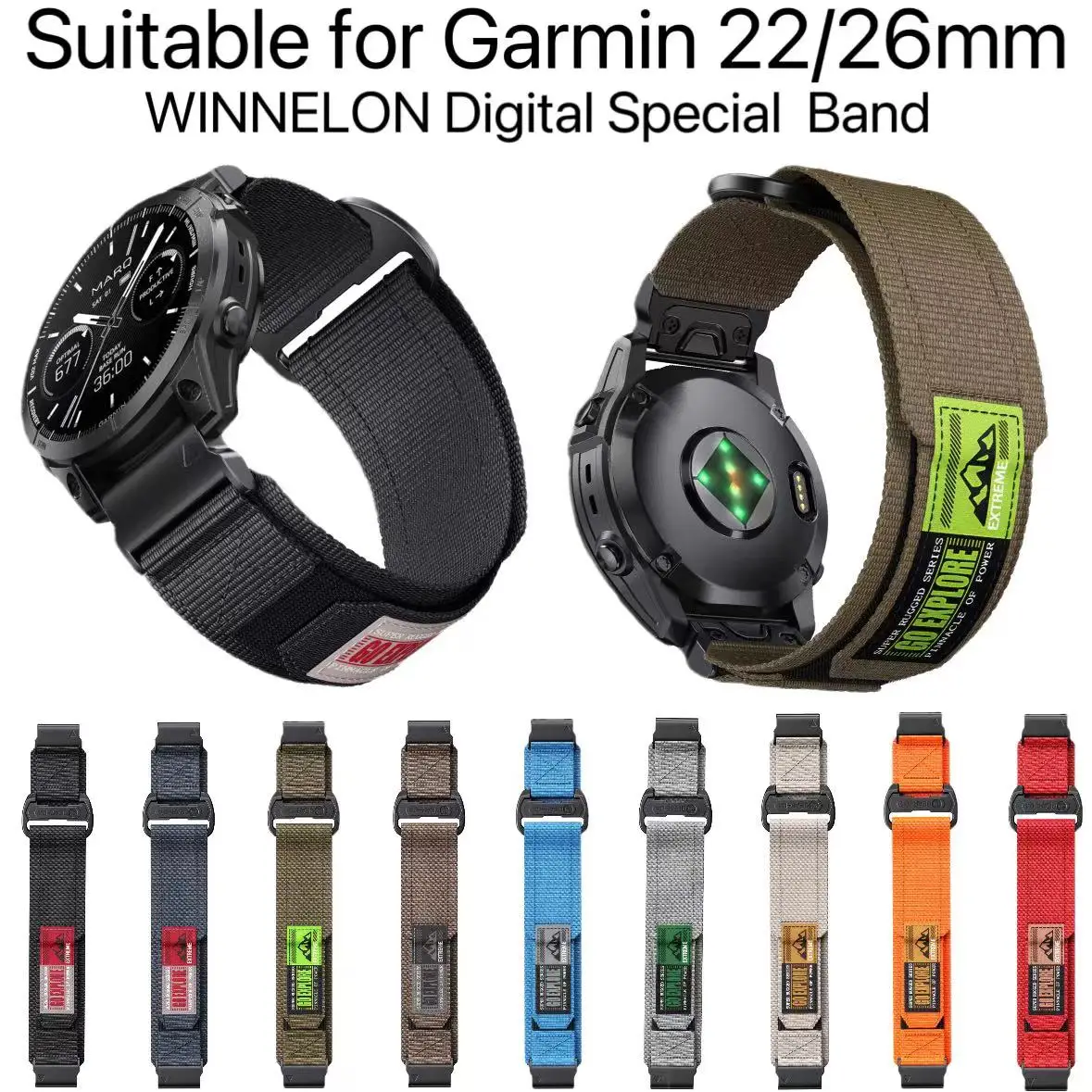 Quick Fit Nylon Strap for Garmin Watch Fenix 8 8X 7 7X 6X Pro/Epix Pro ...