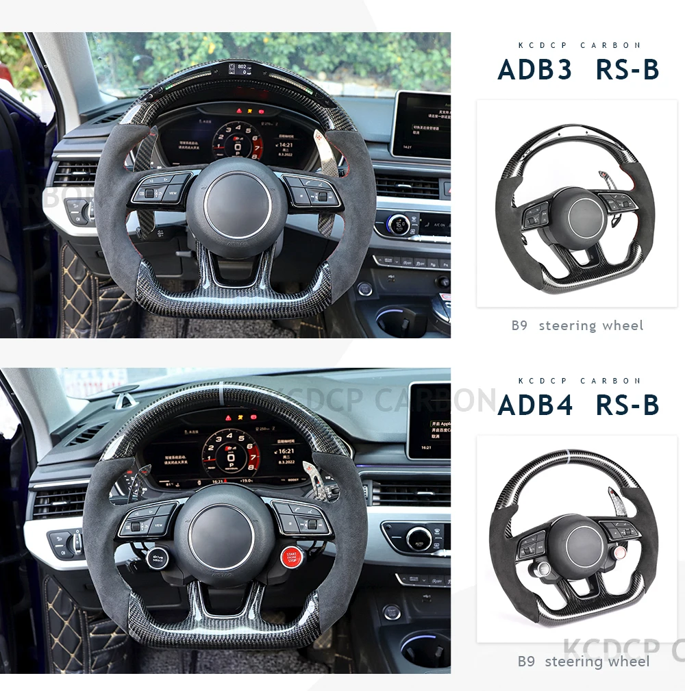 Carbon Fiber Steering Wheel for Audi A3 A4 B9 A5 RS3 RS4 RS5 S3 S4 S5 RS6 RS7 A6 A7 A8 A1 Q3 Q5 ...
