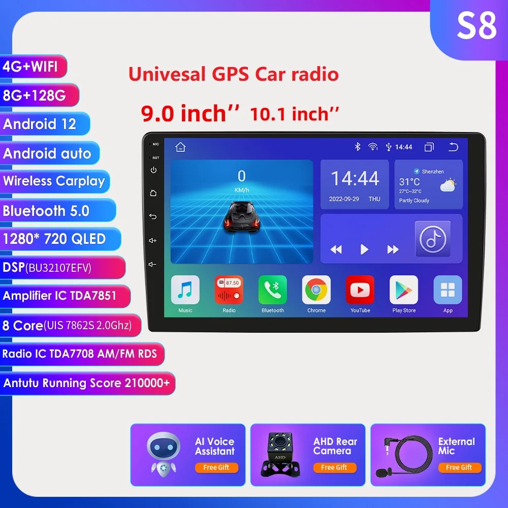 Android 12 2 Din for Universal Car Radio Multimedia Player GPS ...