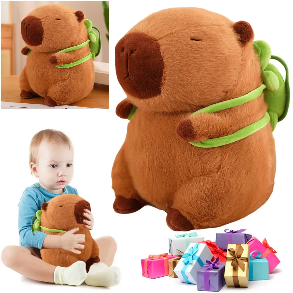 Plush-Capybara-Toy-with-Tortoise-Comfortable-Plush-Simulation-Capybara ...