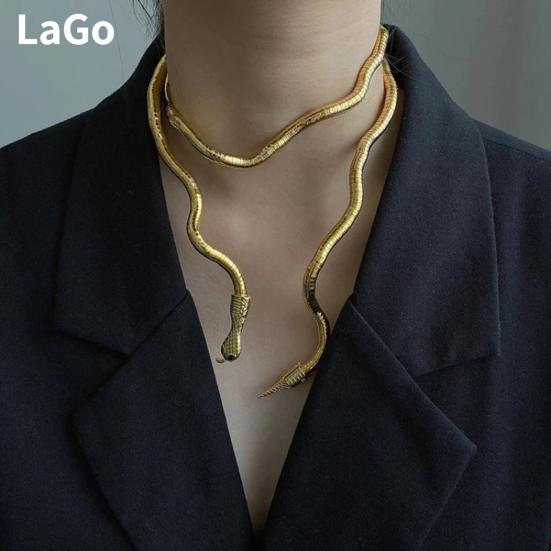 Colar-de-Metal-Cor-Dourada-para-Mulheres-Cool-Tend-ncia-Cobra-Design-de ...