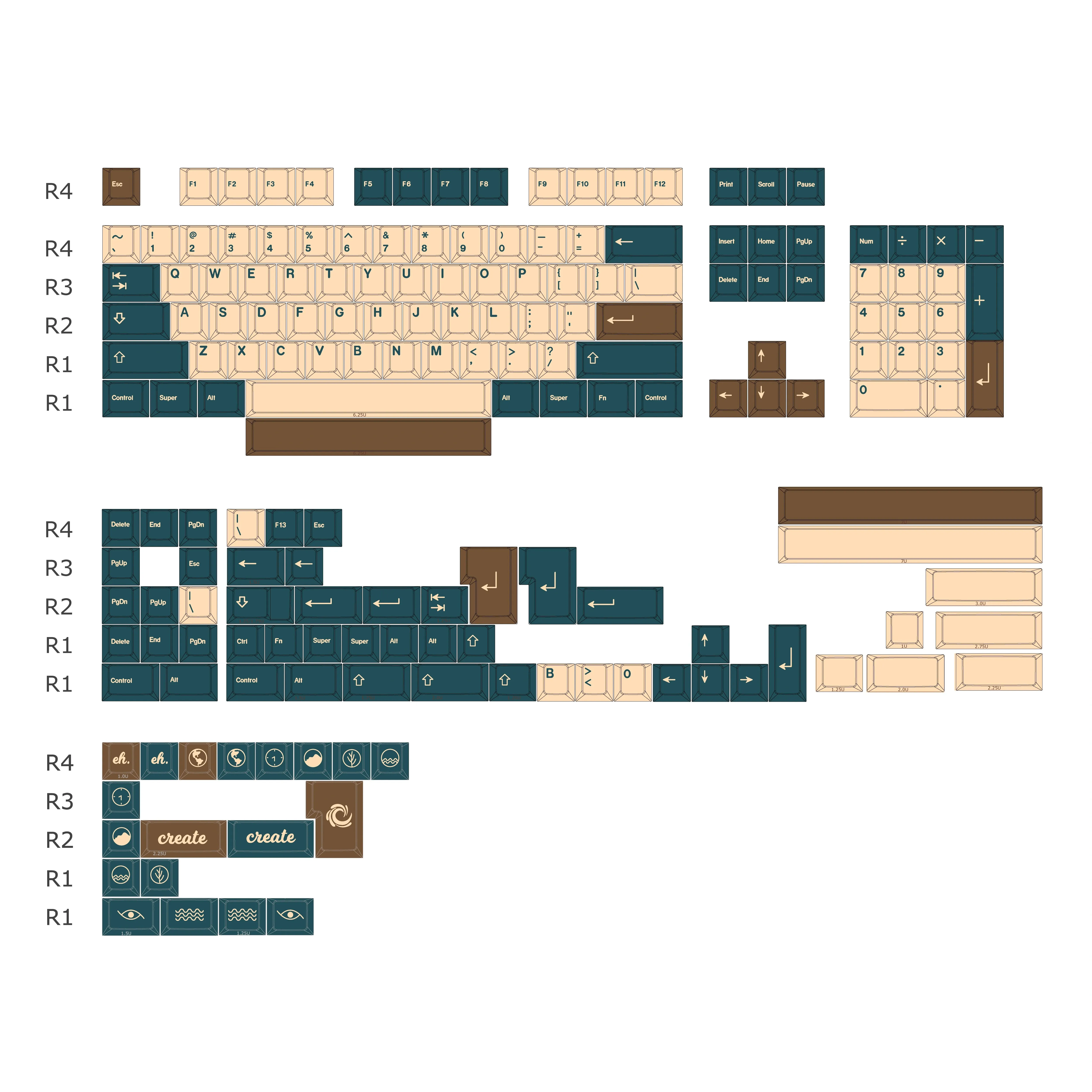 Gmk-Earth-Tones-Keycaps-Pbt-Cherry-Sublimation-For-Mechanical-Keyboard ...
