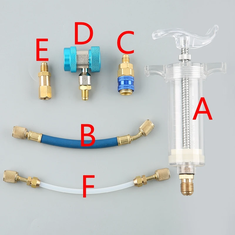 Auto A/C Oil/Dye Injector 1Oz with 134a Low Side Quick Coupler Adapter ...