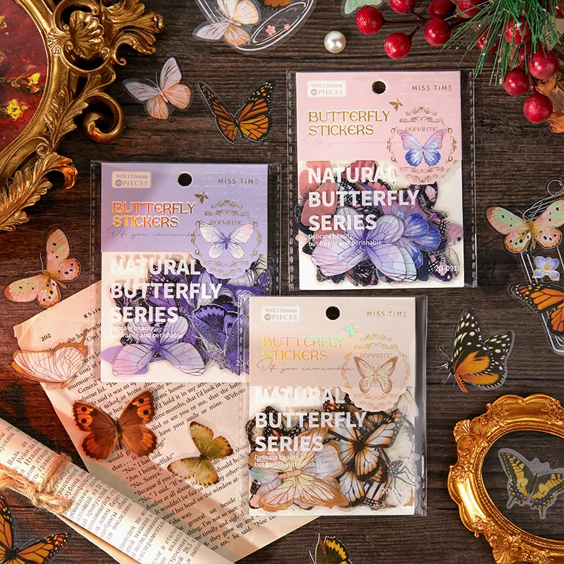 20sheets-Natural-Butterfly-Stickers-Pack-for-Scrapbooking-DIY-Card ...