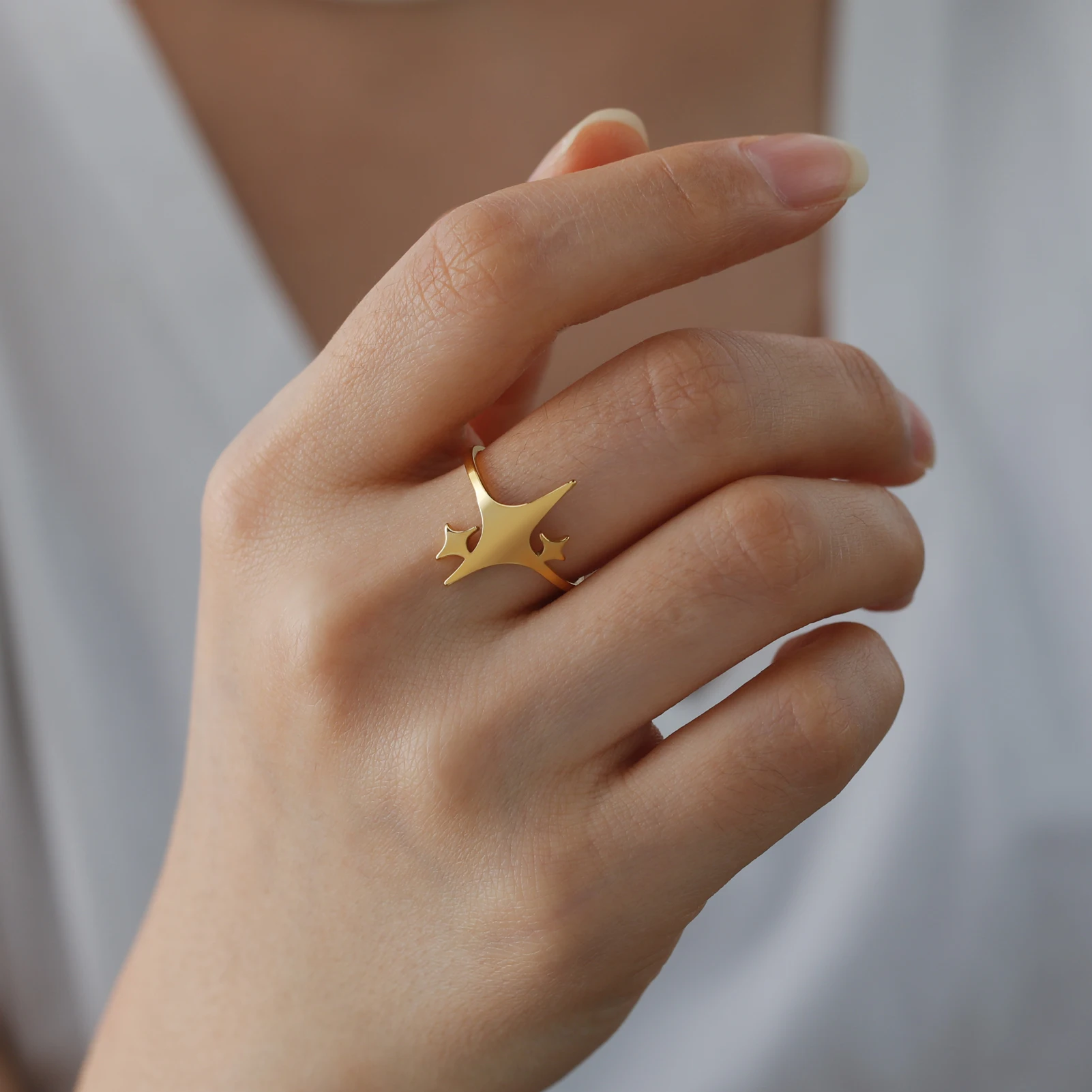 Kkjoy-Anillo-de-estrella-de-cuatro-puntas-para-mujer-joyer-a-de-acero ...