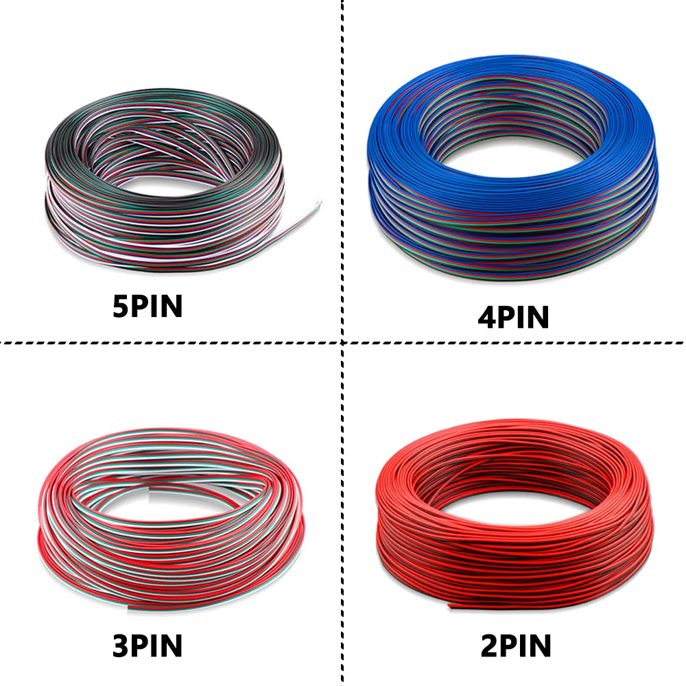 2-6pin-Electric-Wires-22AWG-LED-Strip-With-Red-Black-5V-12V-2-Core-JST ...