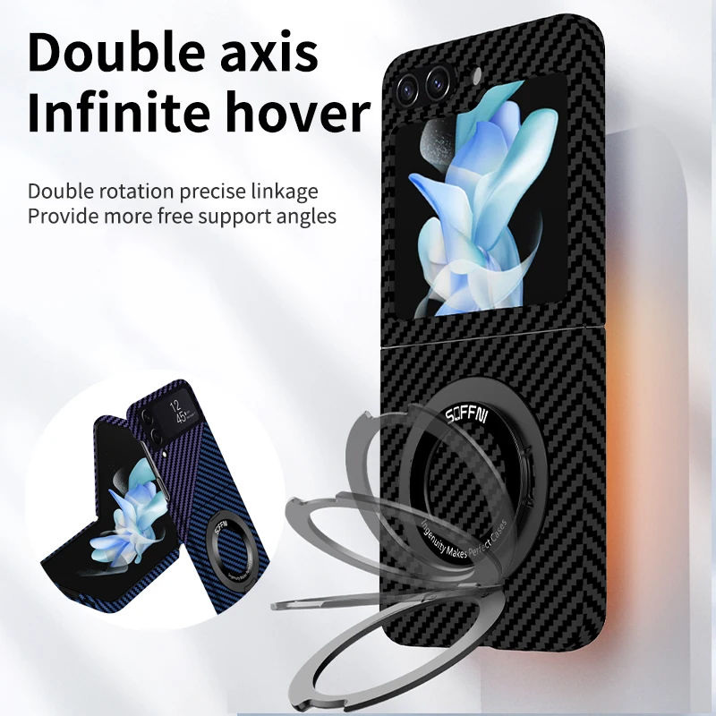 Luxury-Carbon-Fiber-Magnetic-Ring-Stand-Case-for-Samsung-Z-Flip5-ZFlip ...