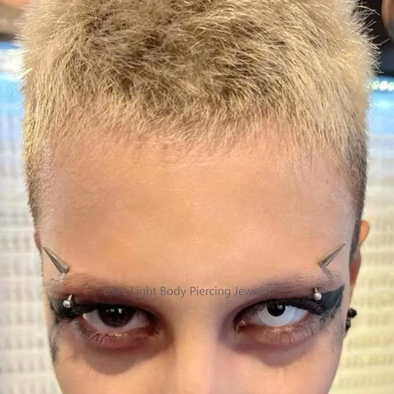 2PCS-316L-Stainless-Steel-Eyebrow-Piercing-Spike-Ring-Curved-Eyebrow ...