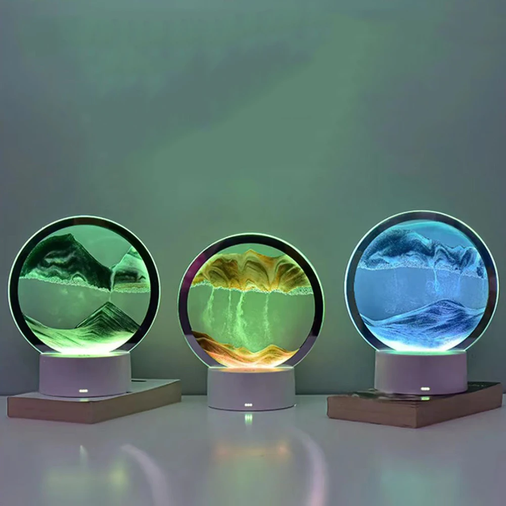3d Colorful Moving Sand Painting Hourglass Sandscape Led Table Lamp In ...