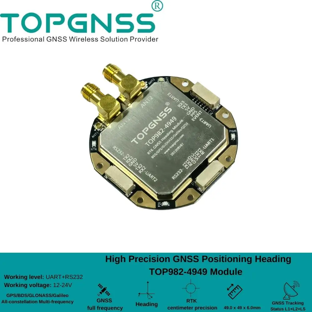 TOP982-4949 Positioning and Heading RTK high precision 9-36V GNSSL1 L2 L5 GNSS module antenna ...