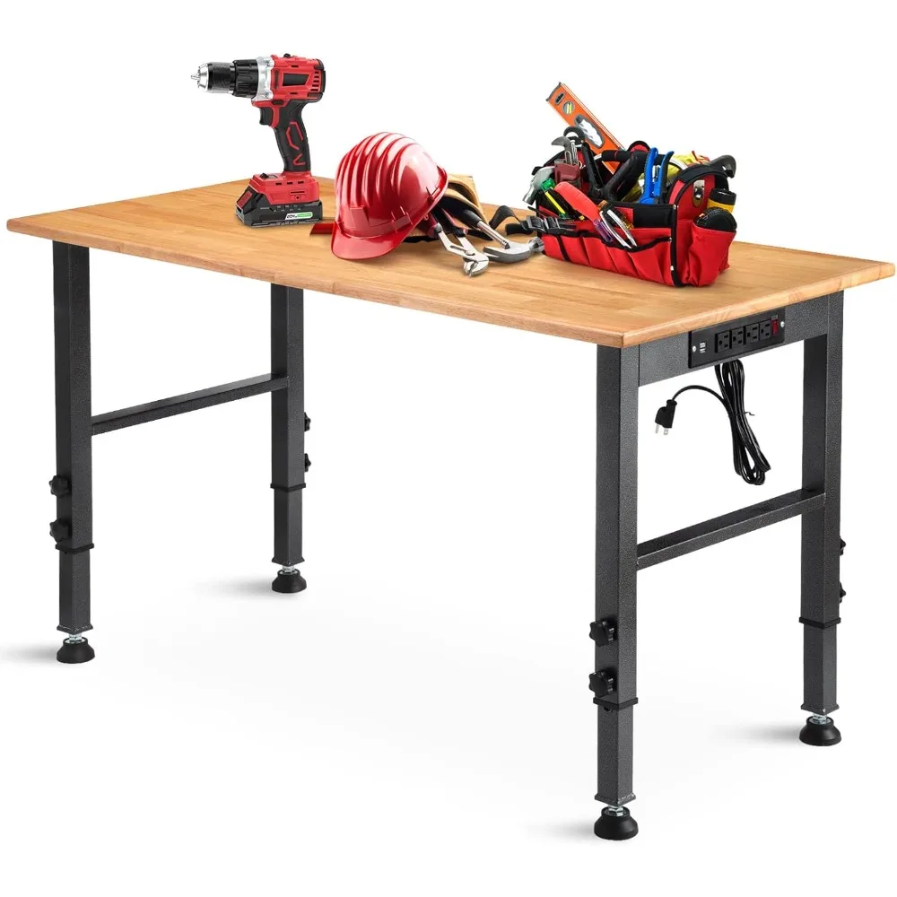 48-Inch-Adjustable-Work-Bench-with-Power-Outlet-Heavy-Duty-2000-lb-Load ...
