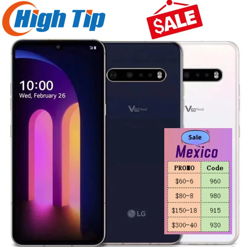 Original Unlocked LG V60 5G ThinQ Moilble Phone V600TM V600N V600AM 6.8 " Android SamrtPhone 8GB ...