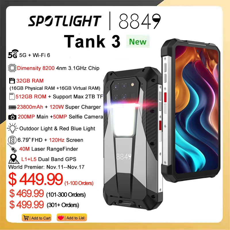 8849 Tank 3 Rugged Smartphone 32GB 512GB 23800mAh 120W Charger ...