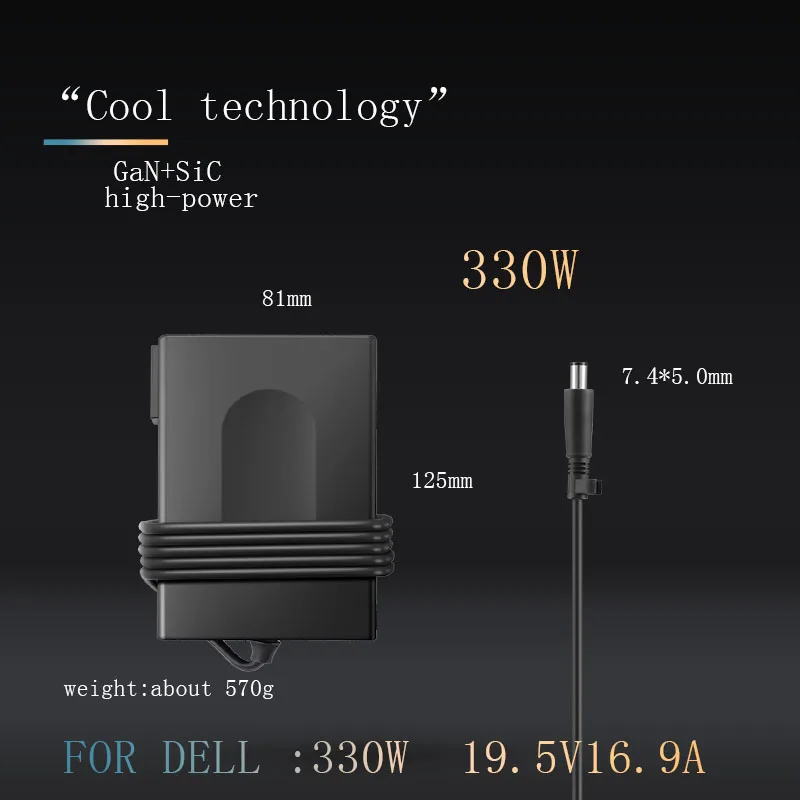 Anshu Portable Adaptor 330W 19.5V 16.9A GaN Charger AC Adapter for Dell ...