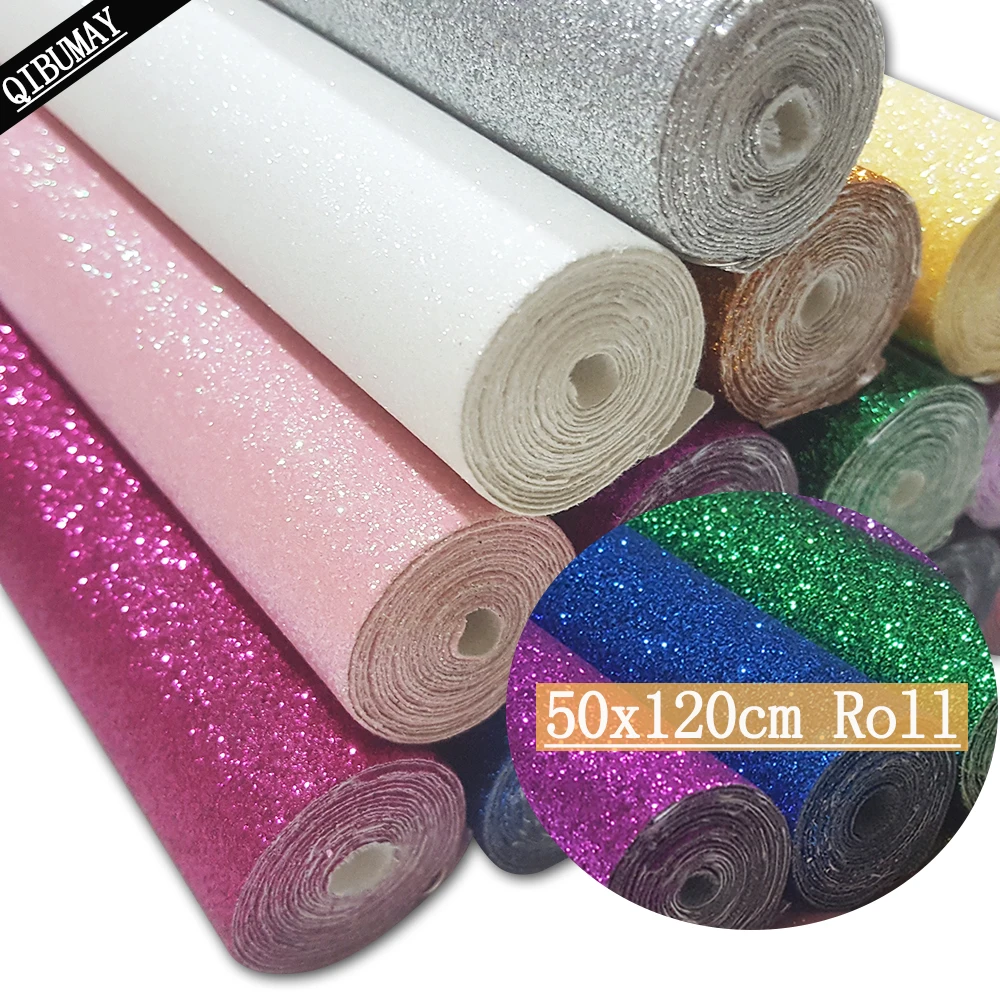 50x120cm-Solid-Color-Glitter-Fabric-Roll-Golden-Silver-Shiny-Faux ...