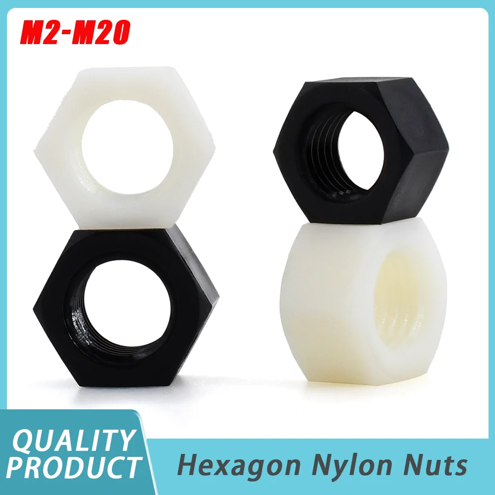 5-100 pz plastica Nylon esagonale dado esagonale M2 M2.5 M3 M4 M5 M6 M8 ...