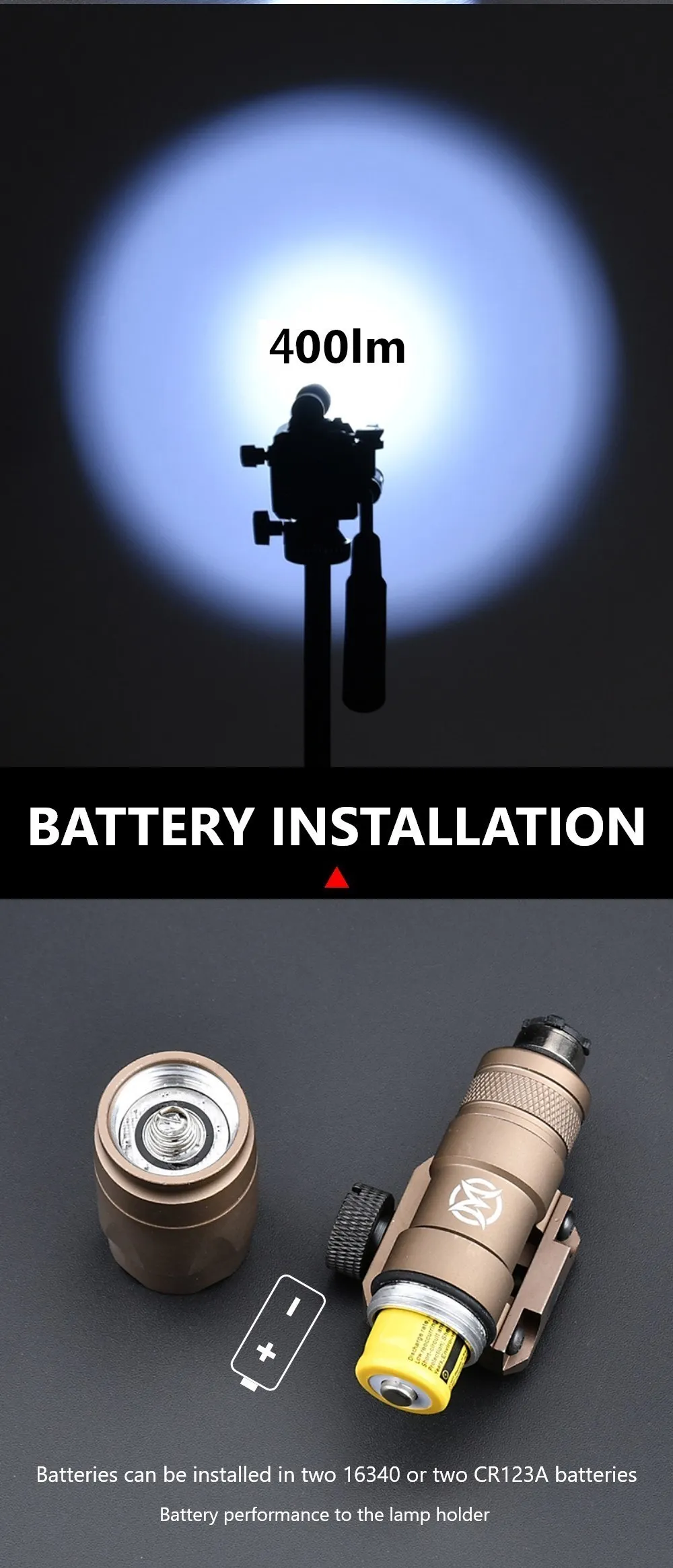 WADSN Surefir M600 M600C M300 Tactical Flashlight With Picatinny Rail ...