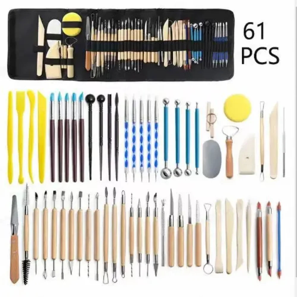 61Pcs-Pottery-Clay-Sculpting-Tools-Carving-Tool-Kit-With-Carrying-Case ...