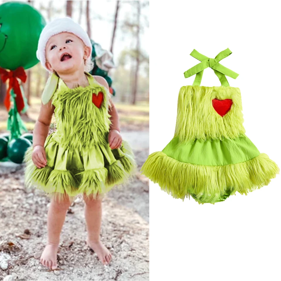 Newborn Christmas Outfit XMAS Baby Girls Clothes Winter Warm Long Flare ...