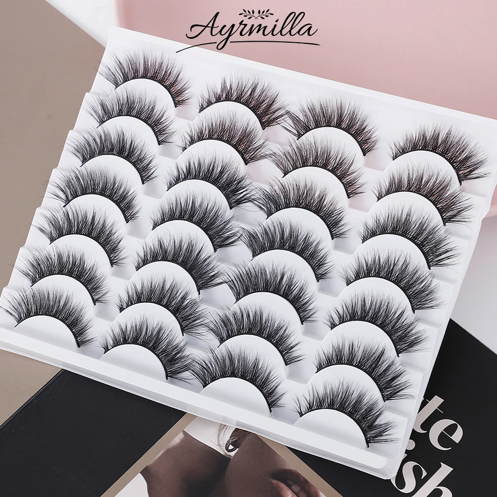 AYRMILLA-Natural-False-Eyelashes-5-10-14Pairs-Dramatic-3D-Mink-Lashes ...