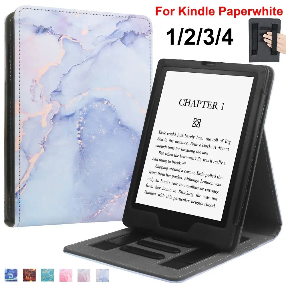 Auto-Wake-Sleep-e-Reader-Stand-Case-PU-Leather-Dual-Hand-Strap-DP75SDI ...