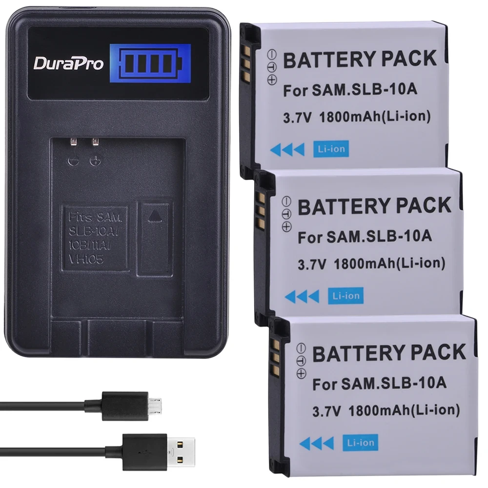 1800mAH SLB-10A Batteries SLB 10A SLB10A Bateria Battery + Charger for ...