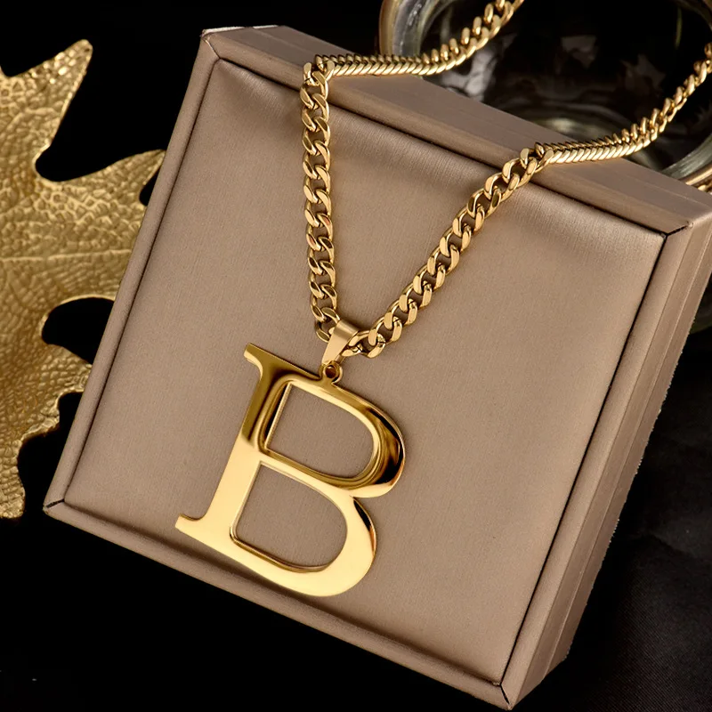 Trend-Gold-Plated-Silver-Color-Titanium-Steel-Letter-B-Hip-Hop-Men ...