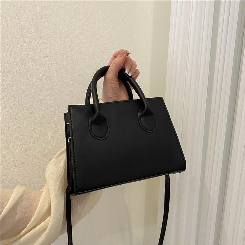 Minimalist-Black-Small-Square-Bag-All-Match-Top-Handle-Purse-Classic ...